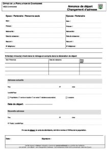 Formulaire pour un changement d’adresse | Chardonne.ch